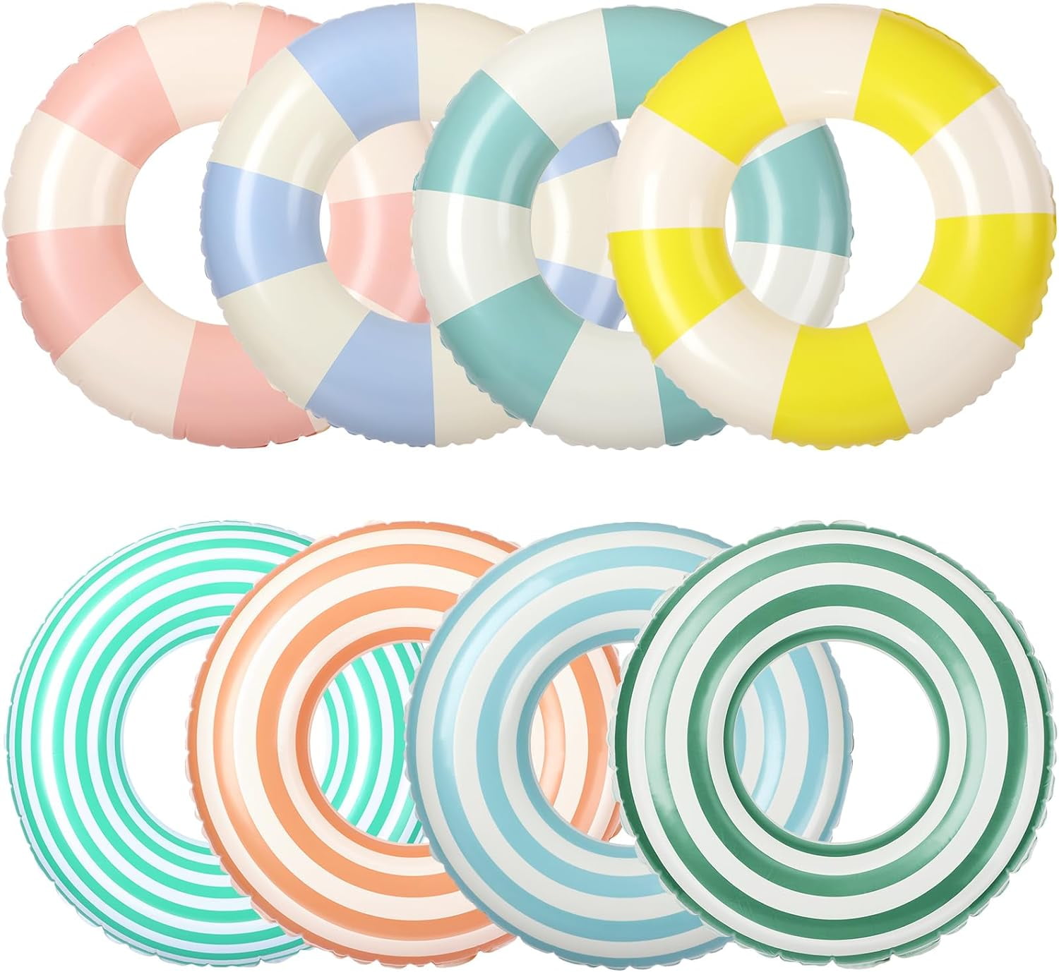 8 Pcs Inflatable Pool Floats for Adults Kids, Swimming Rings Swim Tube ...