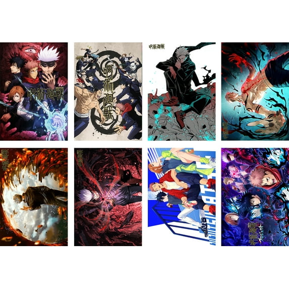 8 Pcs Jujutsu Kaisen Poster Anime Wall Decor Art Print Satoru Gojo ...