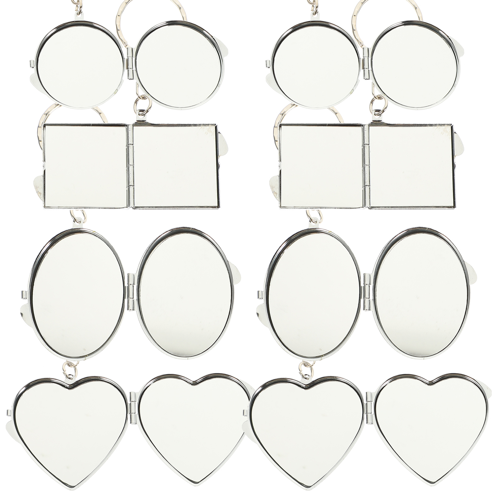 8 Pcs Keychain Makeup Mirror Reel Pendant Locket Keychains Travel ...