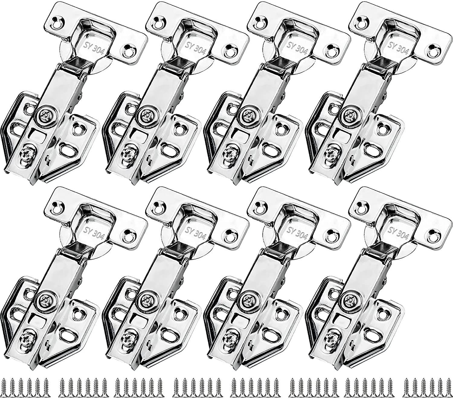 8 Pcs Kitchen Cabinet Hinges Kit, Hydraulic Cabinet Door Hinge 35 Mm ...