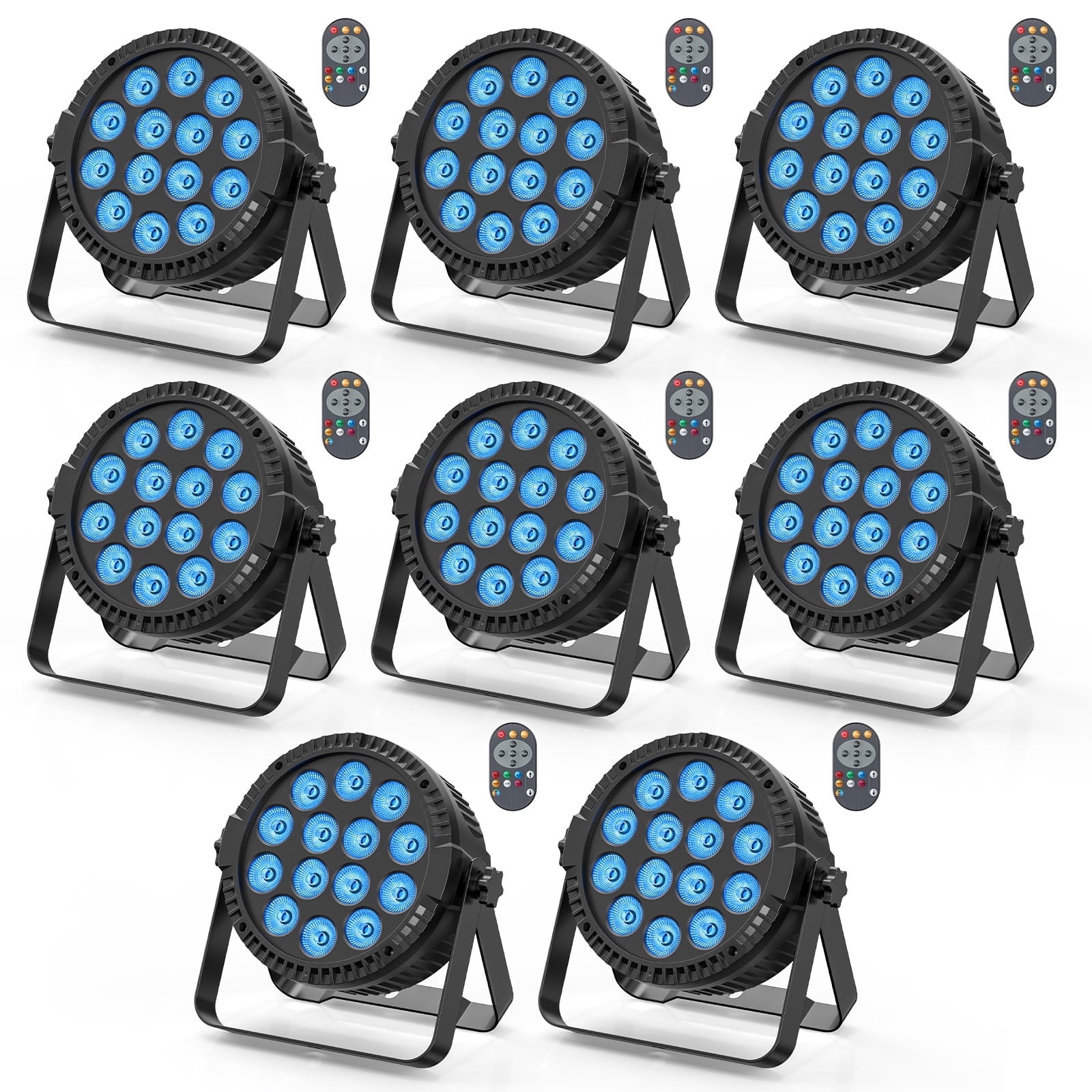 8 Pcs LED Par Lights RGBW DJ Light Stage Lighting 14x6W Uplights for Events by Sound Activated ...