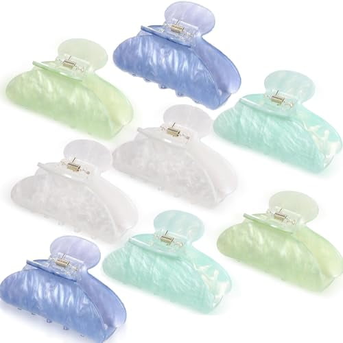 8 Pcs Large Acrylic Hair Claw Clips for Women Non-slip Strong Hold Jaw ...