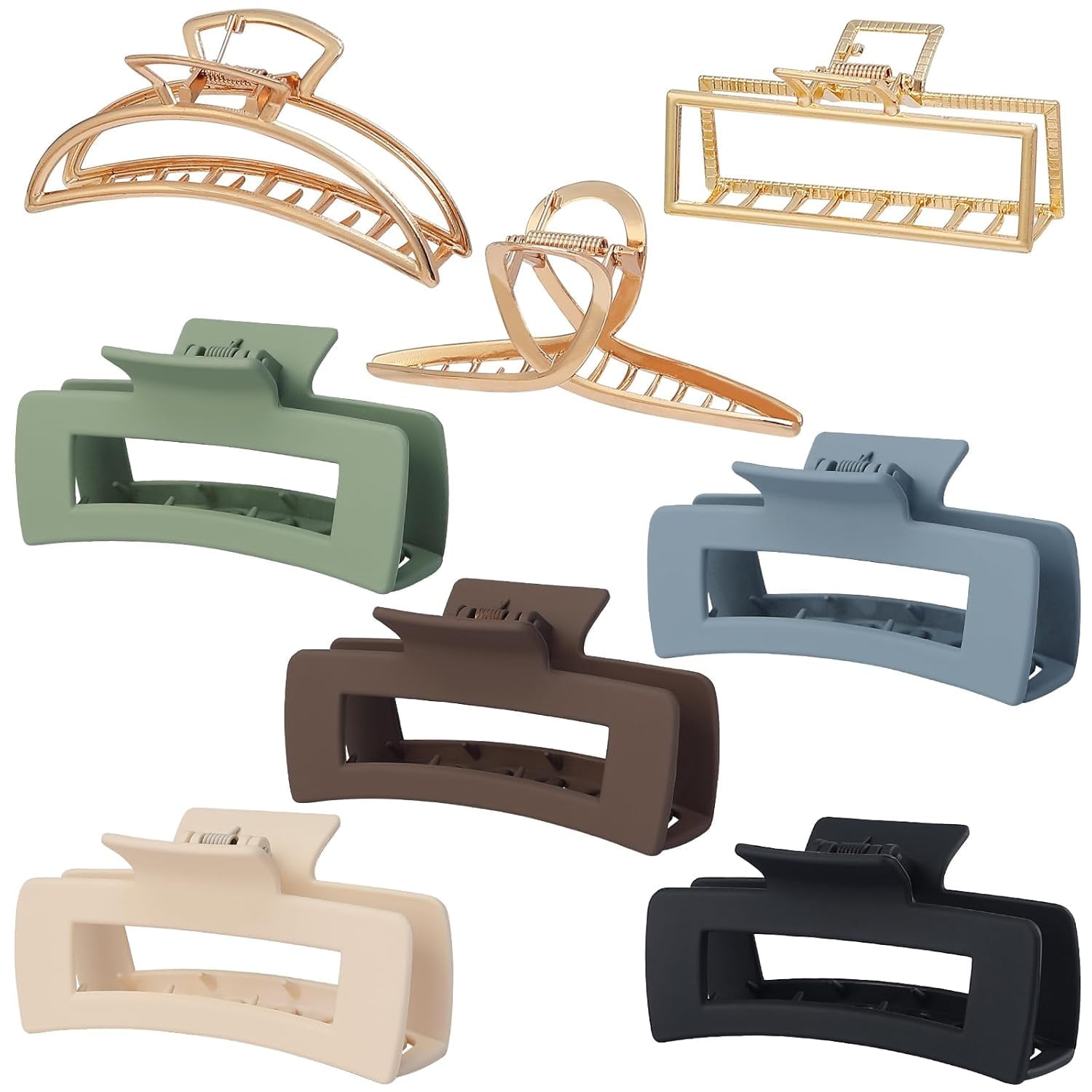 8 Pcs Large Hair Claw Clips 4.1 Inch Non-slip Big Square Matte Hair ...