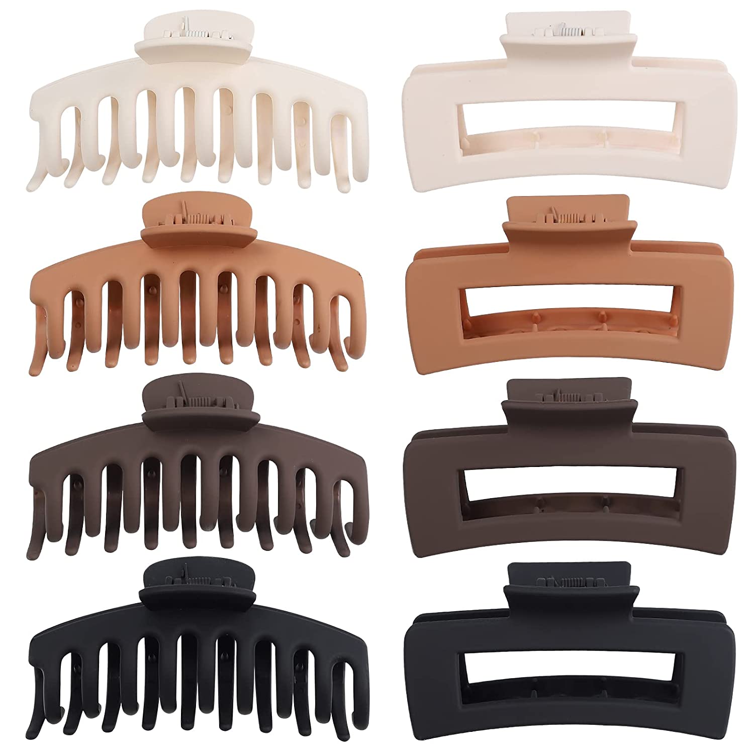 8 Pcs Large Hair Claw Clips 4.1" Non-slip Big Banana Square Matte Hair ...