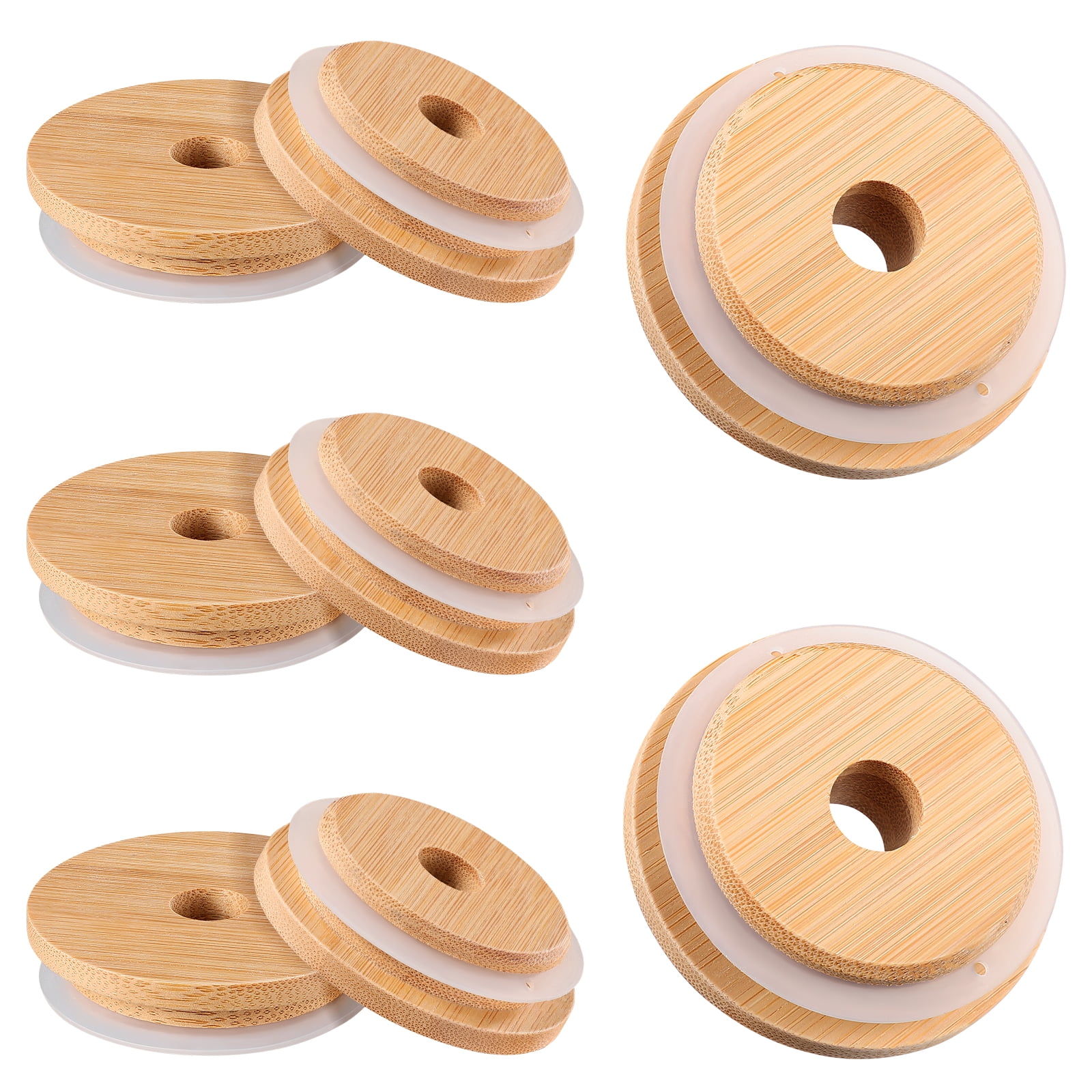 8 Pcs Lid Jars Mason Bamboo Straw Hole Design Drinking Lids - Walmart.com