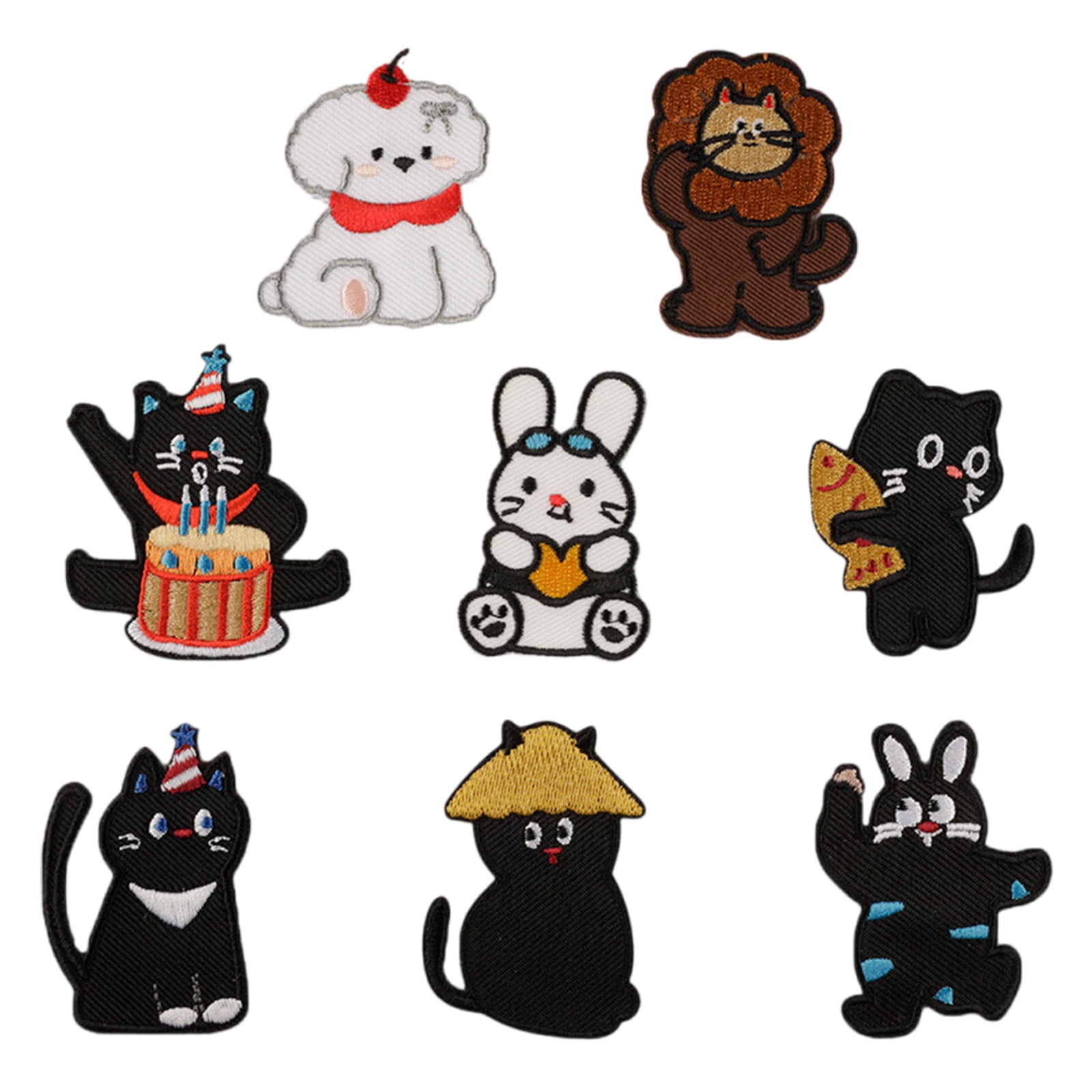 8 Pcs Lions Embroidered Patches Cartoon Cats Iron on Patches Rabbits ...