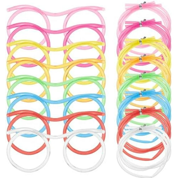 8 Pcs Loop Straw Glasses,Multicolor Reusable Crazy Straws,Novelty Silly ...