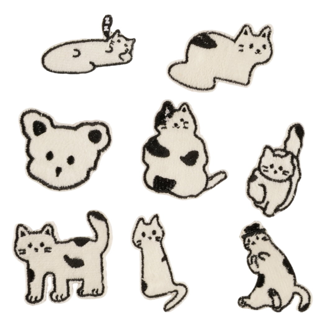 8 Pcs Lovely Sew On Patches Cartoon Cats Applique Patches Iron On ...