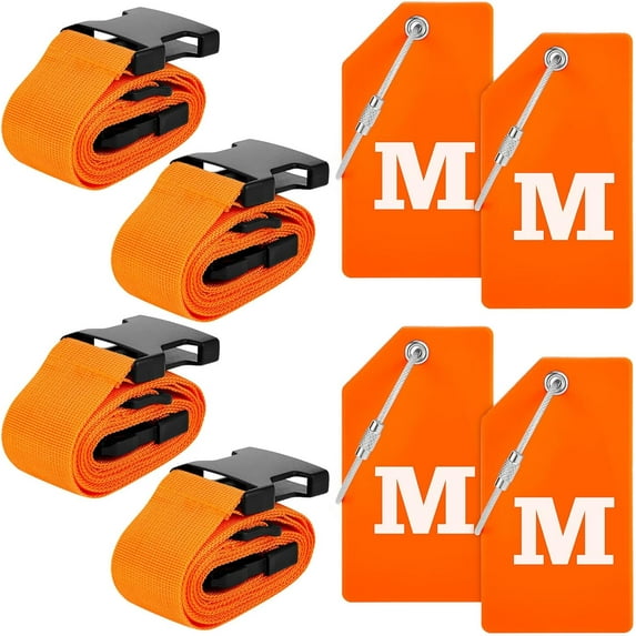 8 Pcs Luggage Straps Suitcase Tags Set for TSA Approved, 4 Travel ...