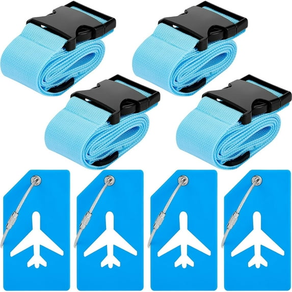 8 Pcs Luggage Straps Suitcase Tags Set for TSA Approved, 4 Travel ...
