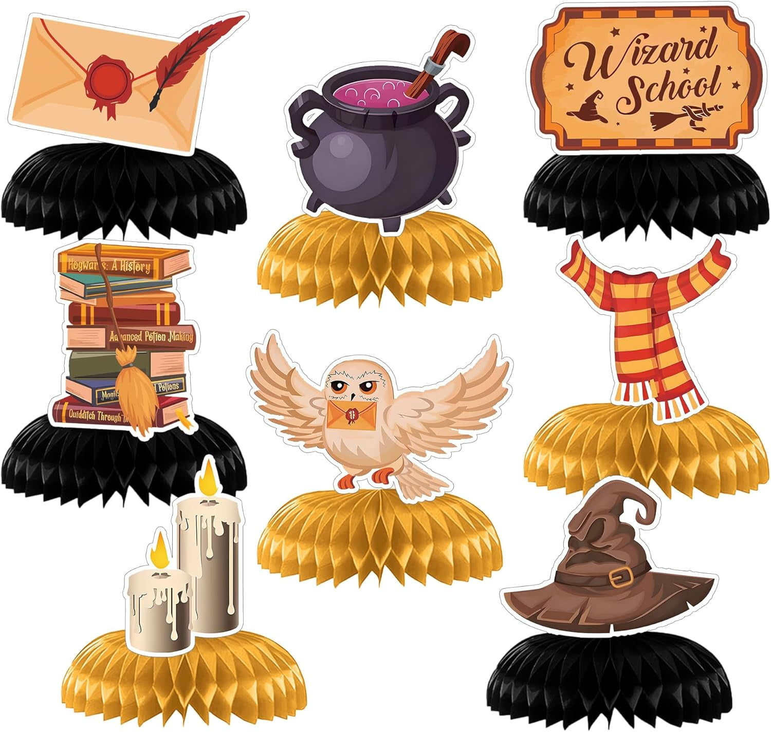 8 Pcs Magical Honeycomb Centerpieces, Magical Wizard Theme Birthday ...