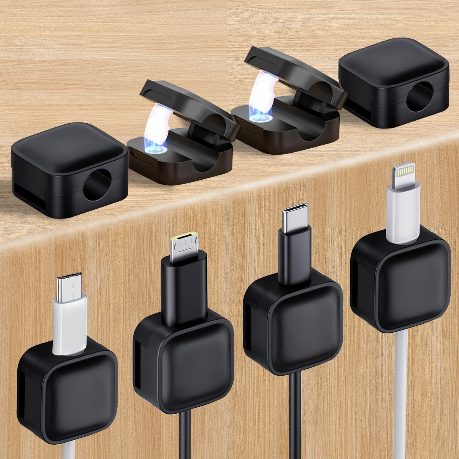 Neasyth 8 Pack Magnetic Cable Clips Cord Holder, Self Adhesive Cord ...