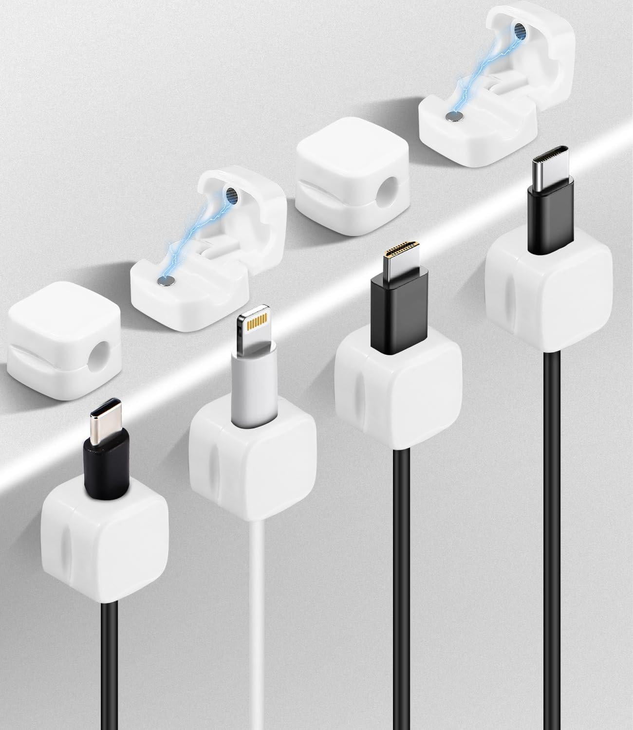 8 Pcs Magnetic Cable Holders, Cable Holders, Cable Clips, Self Adhesive ...