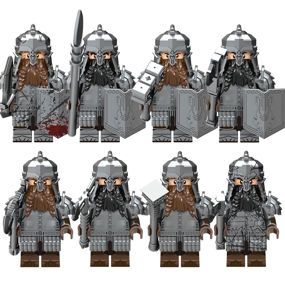 8 Pcs Medieval Dwarf Soldiers Action Figures Building Blocks Toys Set ...