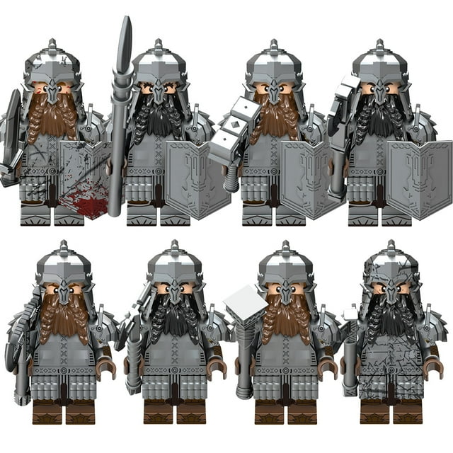 8 Pcs Medieval Dwarf Soldiers Action Figures Building Blocks Toys Set ...