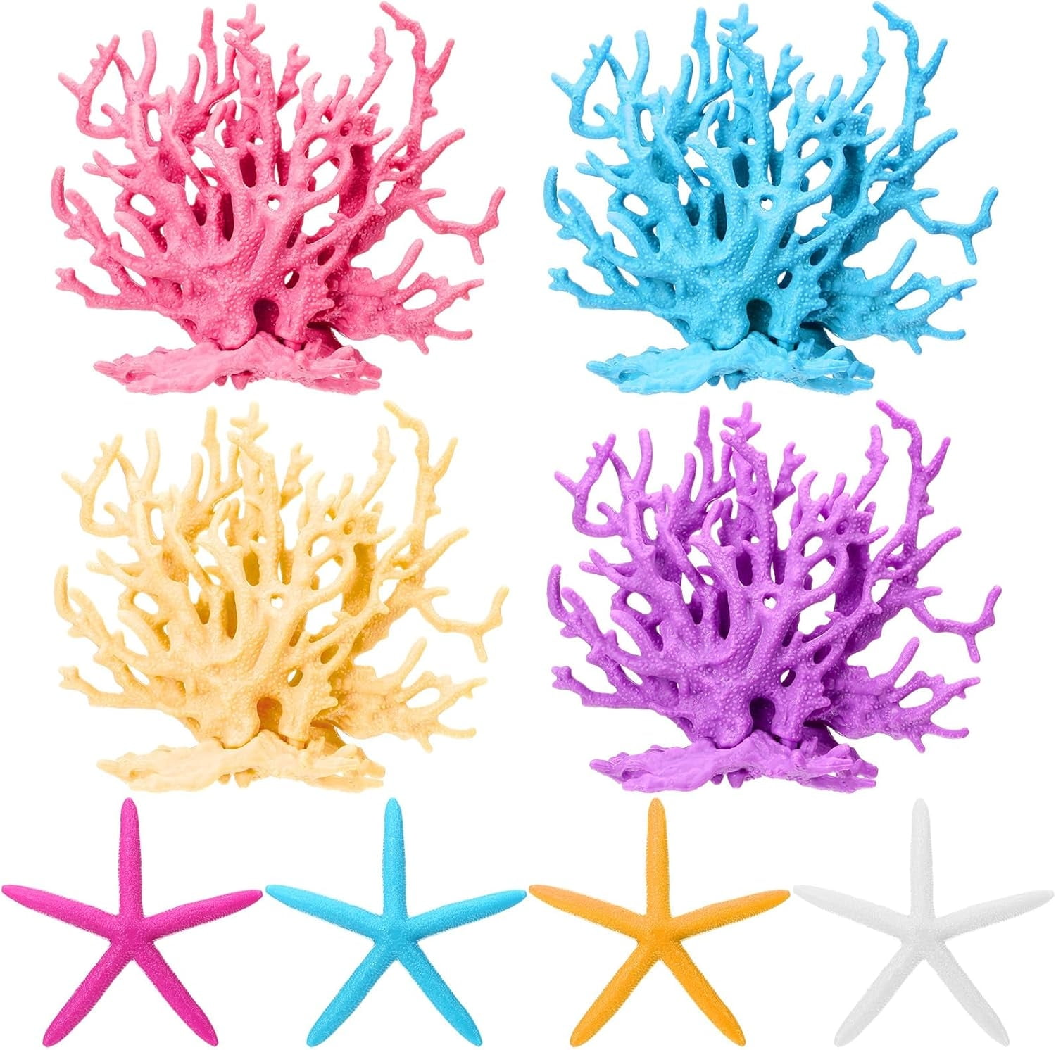 8 Pcs Mermaid Party Decorations Artificial Aquarium Coral Reef Decor ...