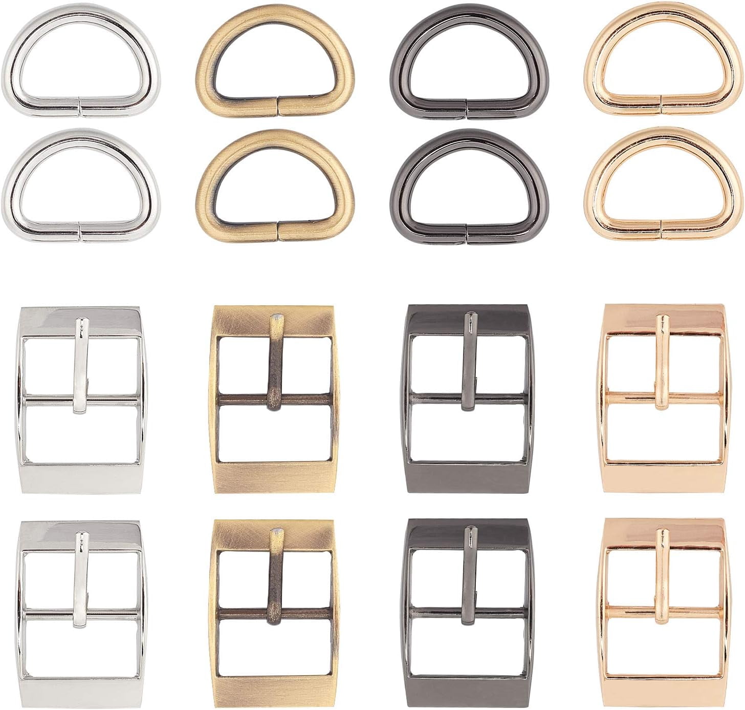 8 Pcs Metal D Ring 8 Pcs Roller Buckles Tir Glide Slide Buckle for DIY ...