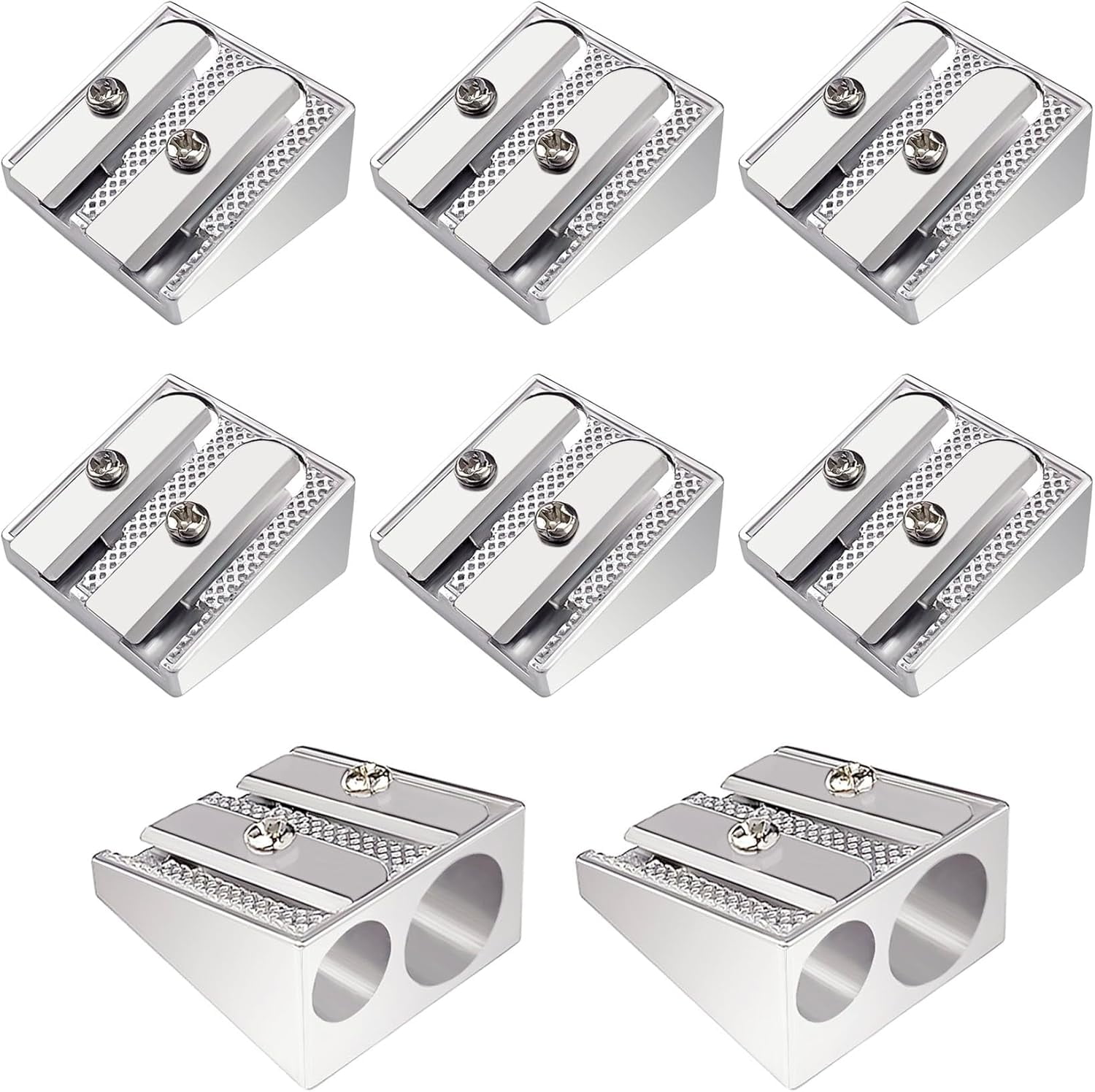 8 Pcs Metal Handheld Manual Pencil Sharpener with Double Holes, for ...
