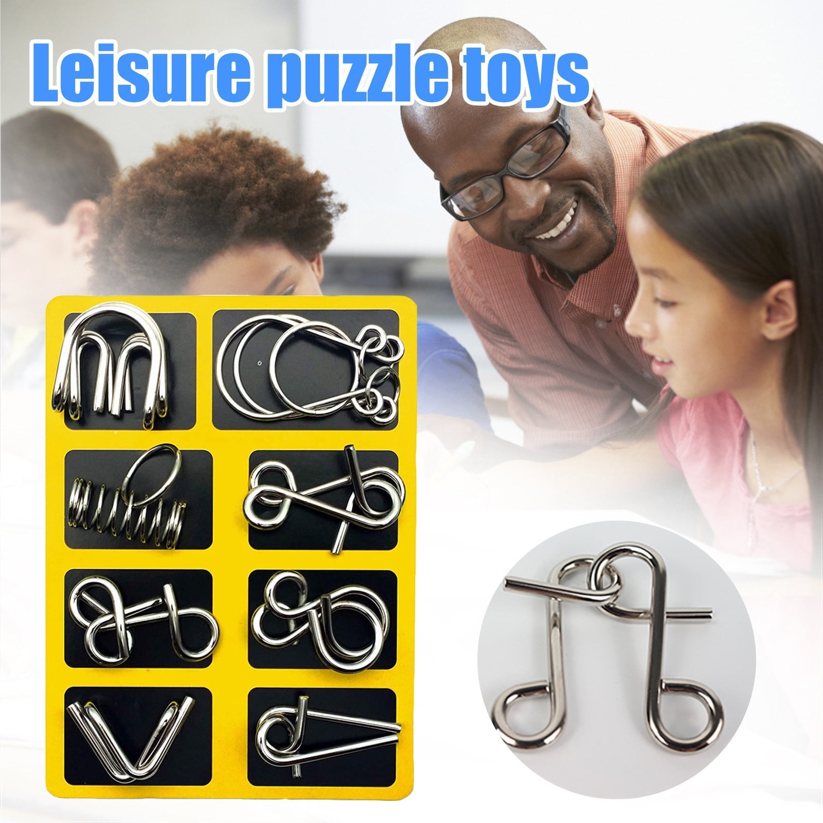 8 Pcs Metal Puzzle Rings, Iq Test Mind Game Toys, Brain Teaser Metal ...