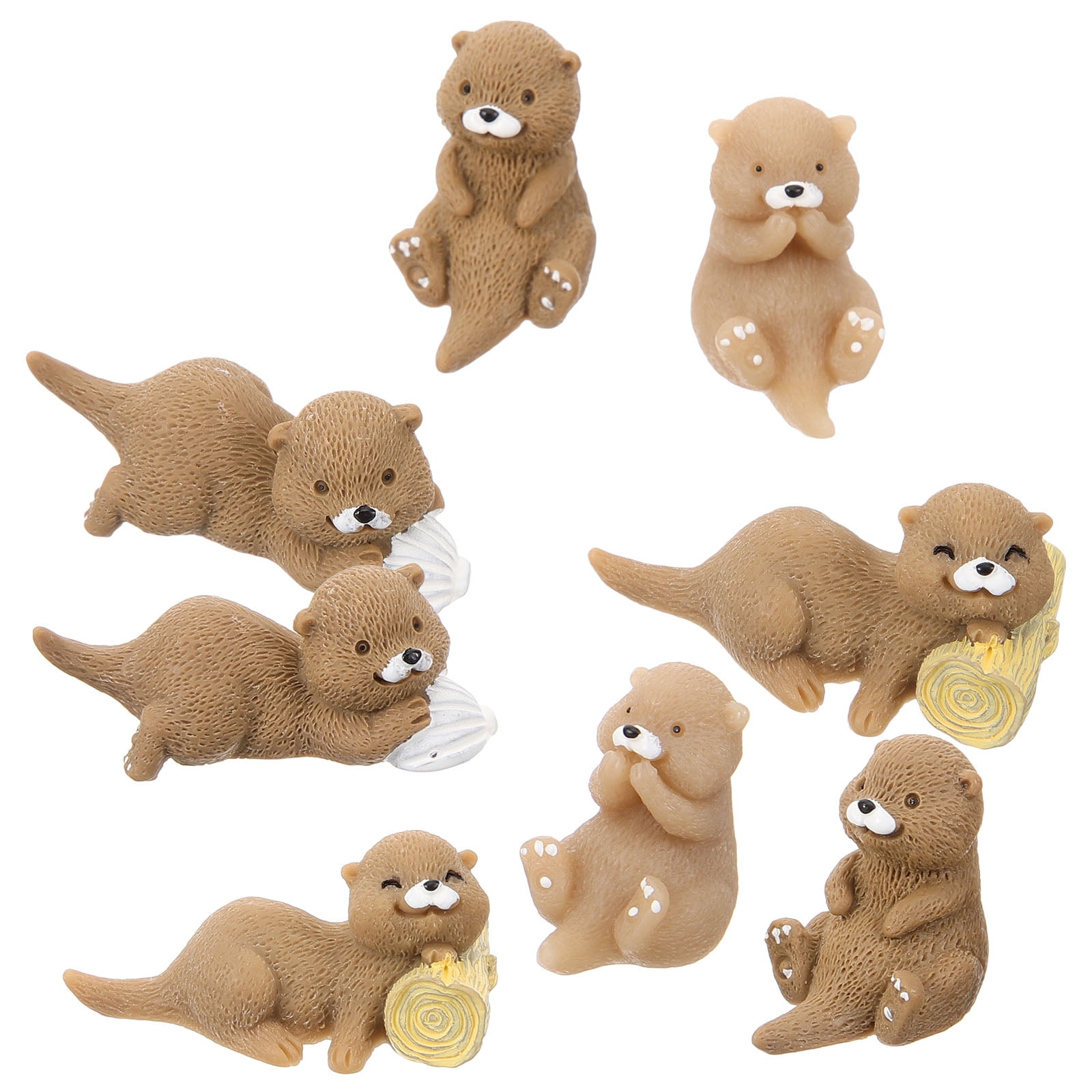 8 Pcs Microlandscape Mini Otters Figurines Bookcase Decor Bookshelf ...