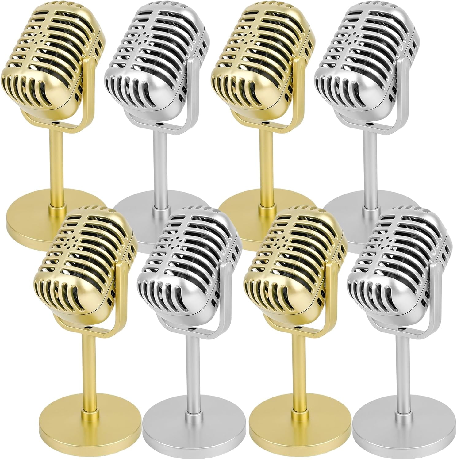 8 Pcs Microphone Props Model Retro Vintage Microphone Prop with Stand ...