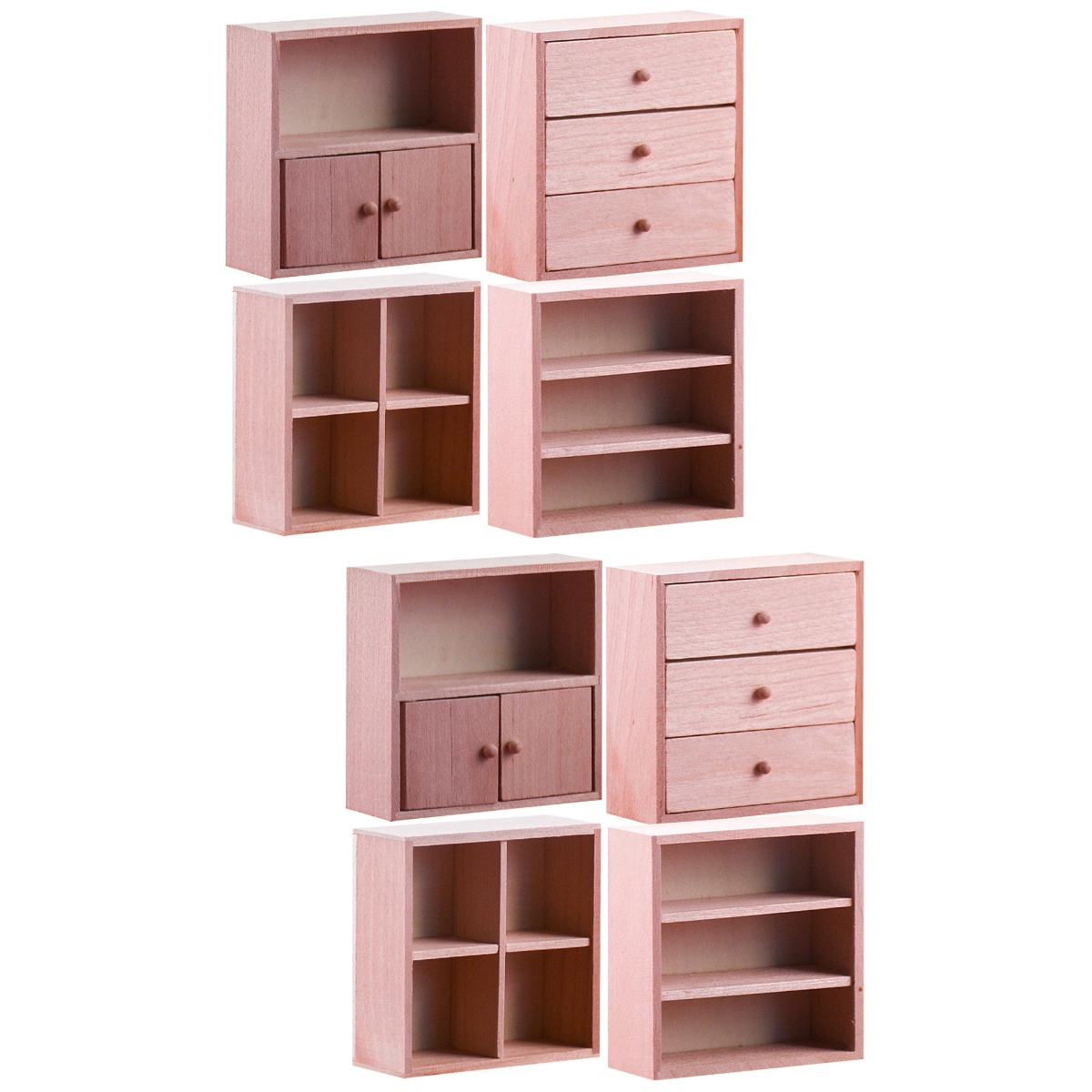 8 Pcs Mini Cabinet Decoration Miniature Wooden Doll House Display ...