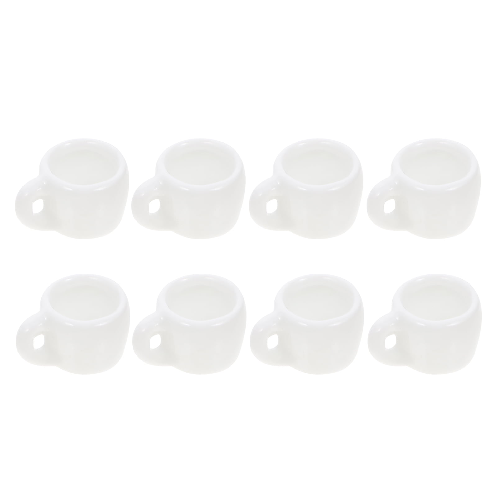 8 Pcs Mini Ceramic Mug Porcelain Coffee Cups Miniatures White Mugs ...