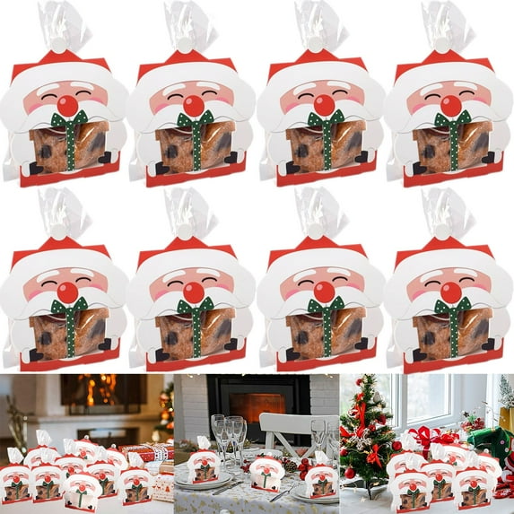 8 Pcs Mini Christmas Candy Boxes with Cellophane Bags & Twist Ties ...