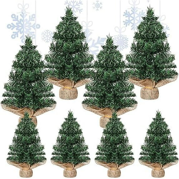 8 Pcs Mini Christmas Tree 7.87 Inch 11.81 Inch Miniature Artificial ...