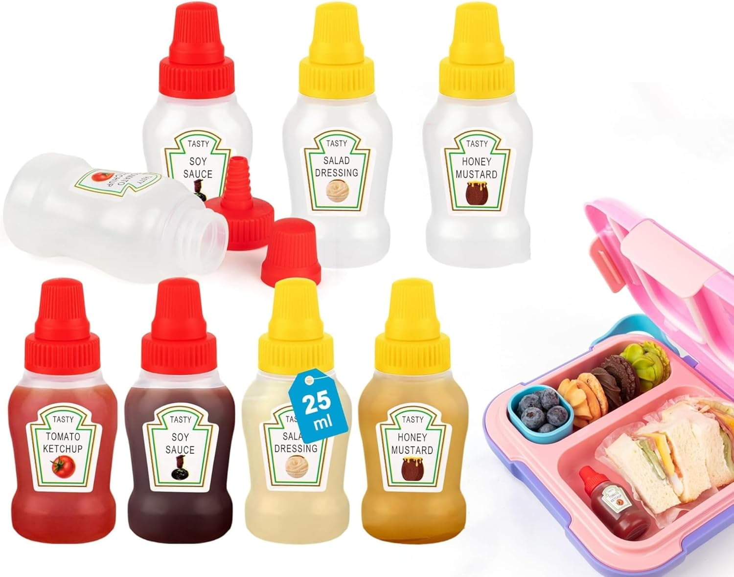 8 Pcs Mini Ketchup Bottle, Portable Mini Condiments Squeeze Bottle ...