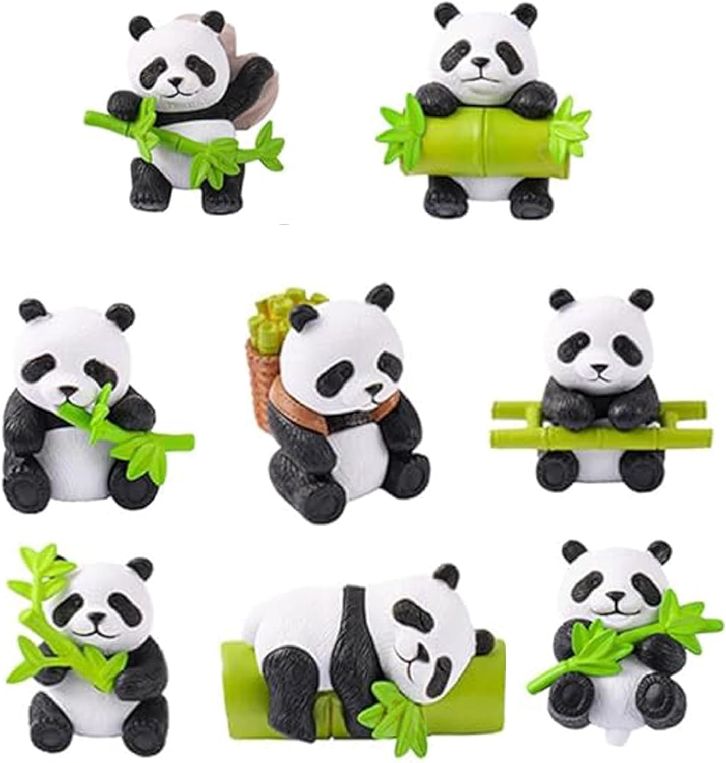8 Pcs Mini Panda Figurine, Cute Resin Panda Statue, Pandas Cake Topper ...