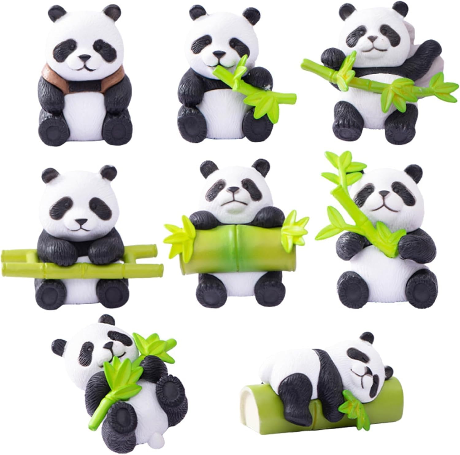 8 Pcs Mini Panda Figurine, Cute Resin Panda Statue, Pandas Cake Topper ...