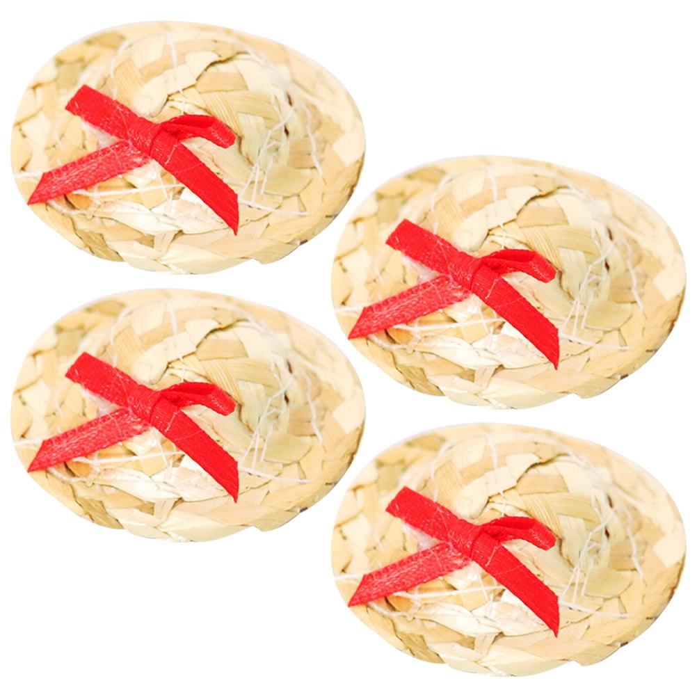 8 Pcs Mini Straw Hat Caps Mini Hat Model Hat Crafts Mexico Hats Mini ...