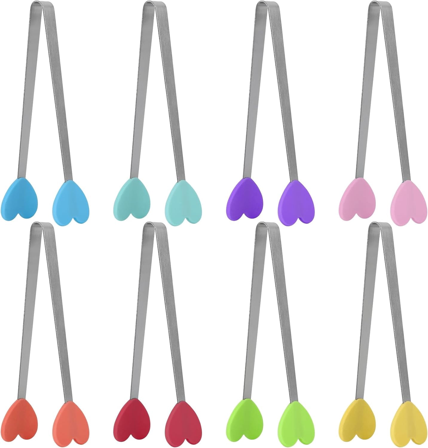 8 Pcs Mini Tongs, Silicone Small Tongs 5 Inch Serving Tongs, Small Kids ...