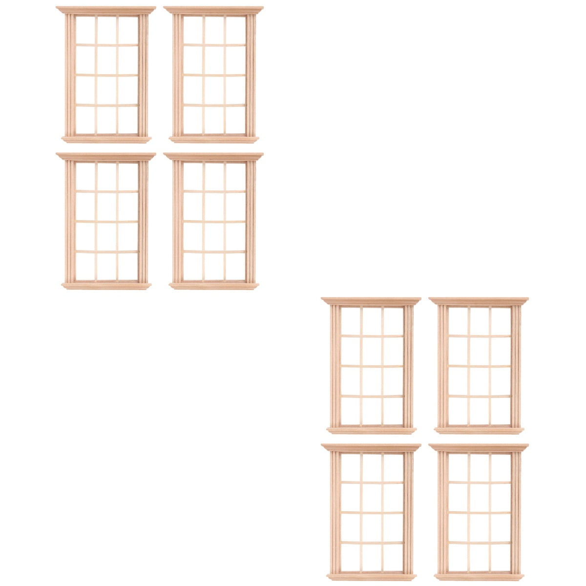 8 Pcs Models Kids Outdoor Playset Wooden Dollhouse Window Mini ...