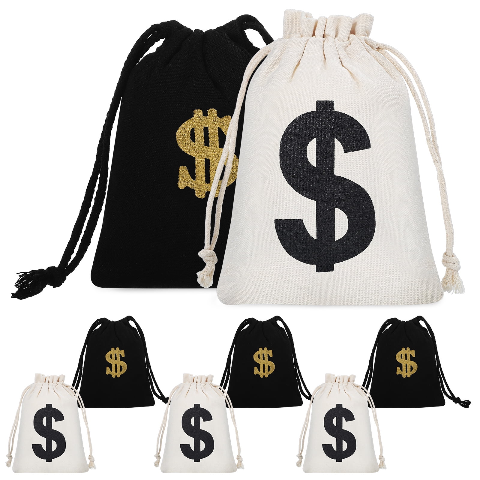 8 Pcs Money Bags Money Bag Prop Drawstring Pouch Party Favor Bags ...