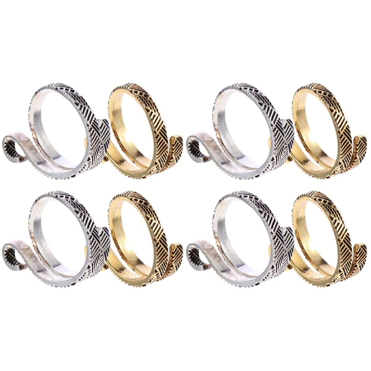 8 Pcs Money Hook Adjustable Crochet r Vintage Finger Rings Adjustable Braided Ring Knitting Loop ...