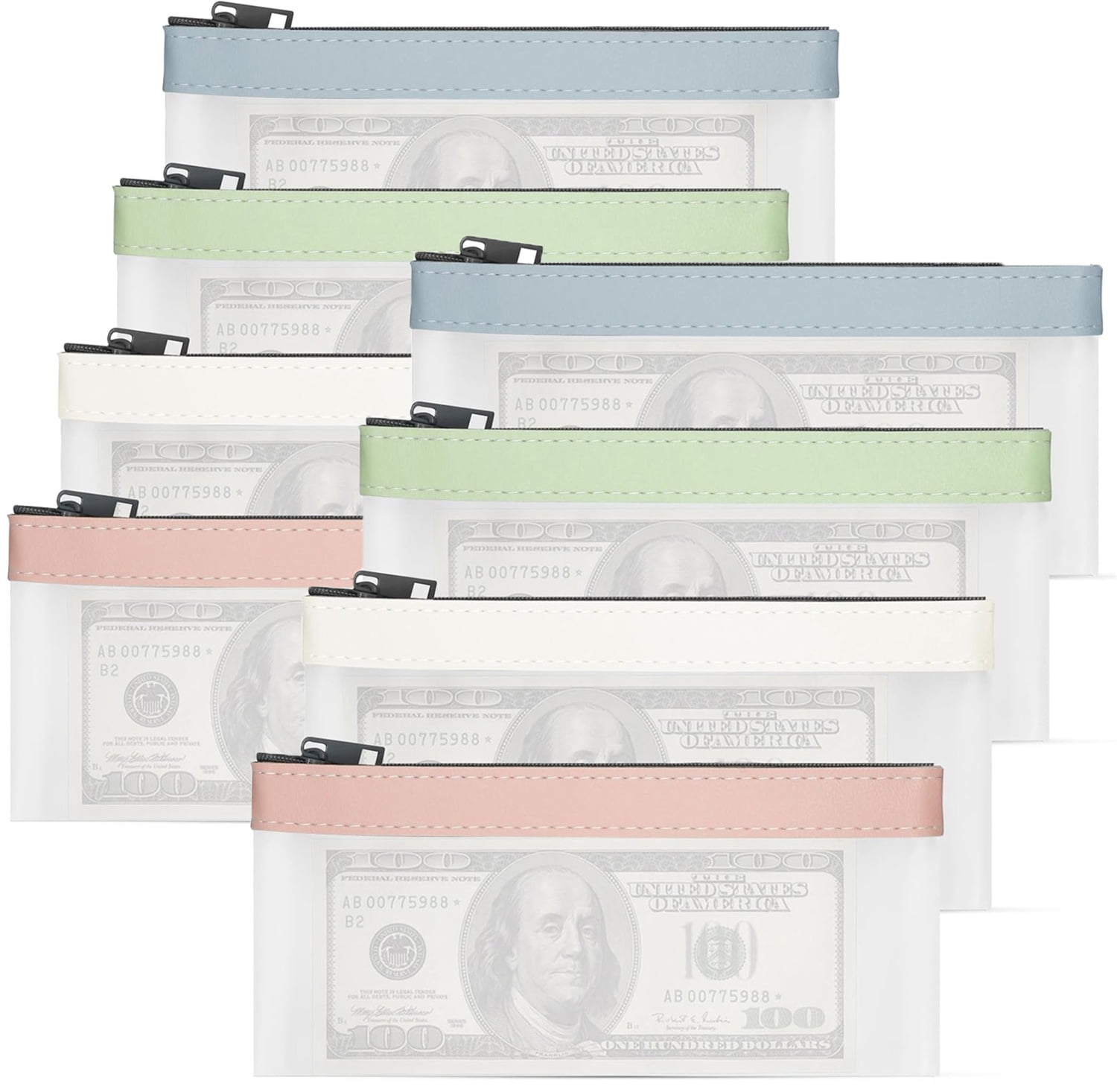 8 Pcs Money Wallet with Zipper,Money Bags,Money Pouch,Cash Wallet,Clear ...