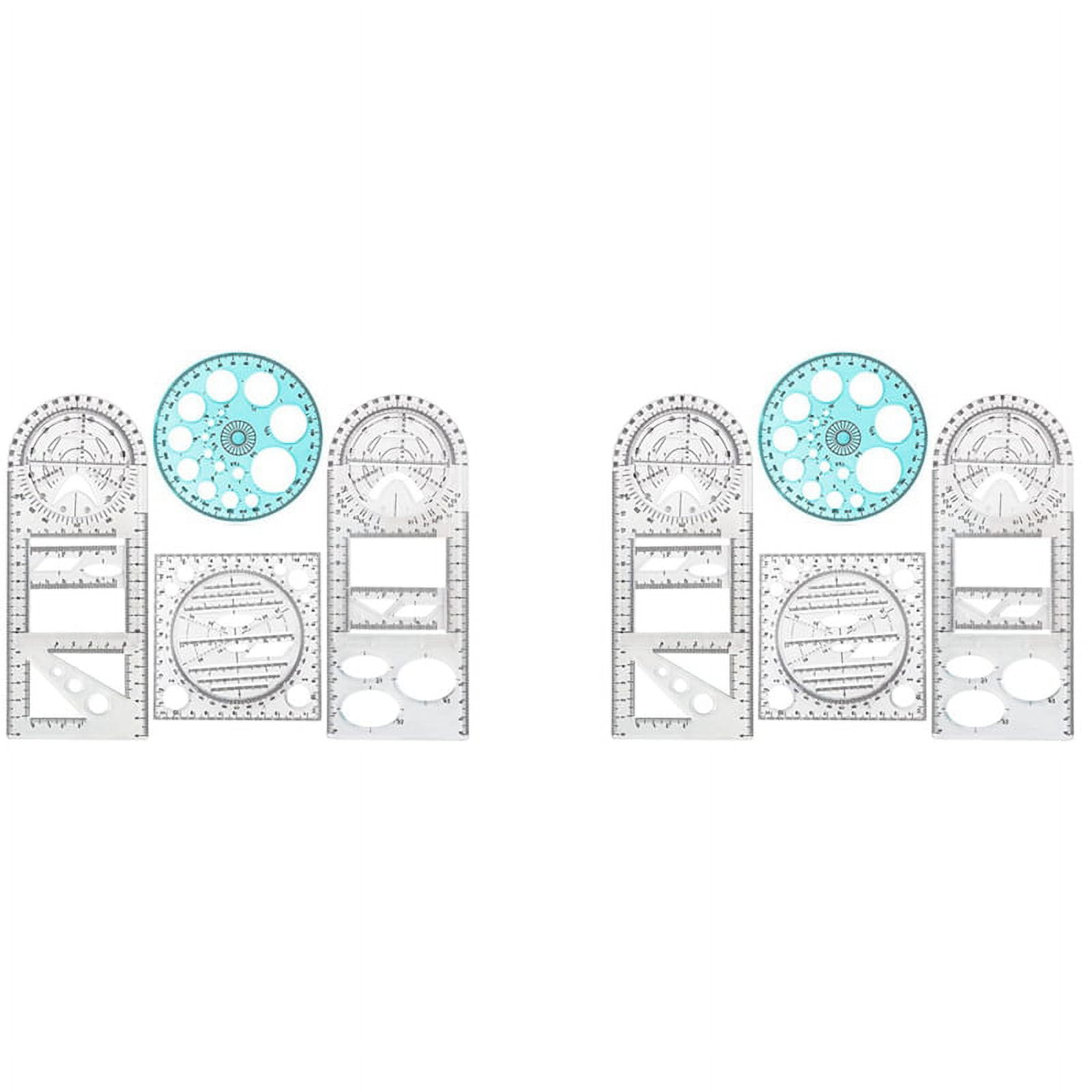 8 Pcs Multifunctional Geometric Ruler Drawing Tools Plastic Ruler Set ...