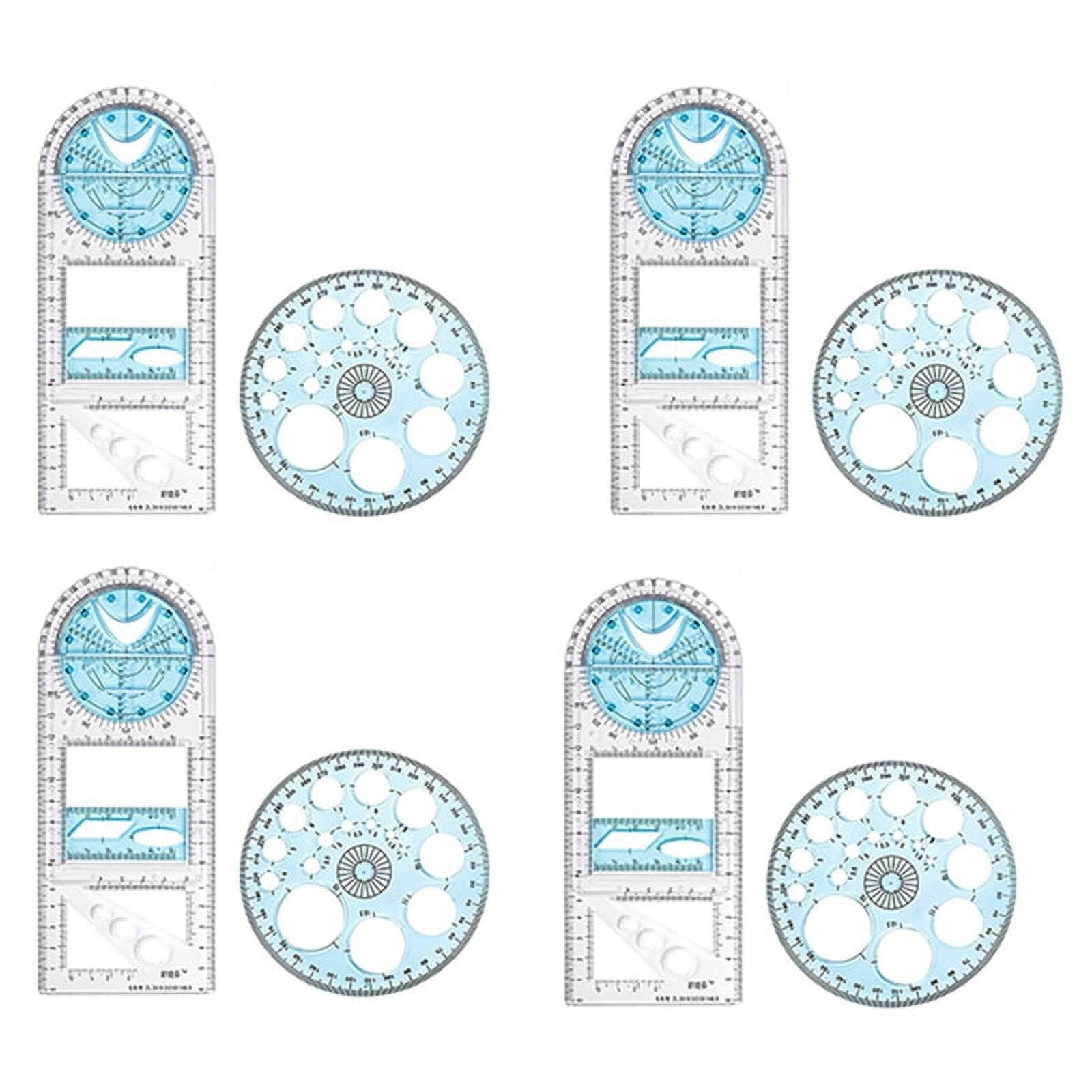 8 Pcs Multifunctional Geometric Ruler Plastic Circle Drawing Tool ...