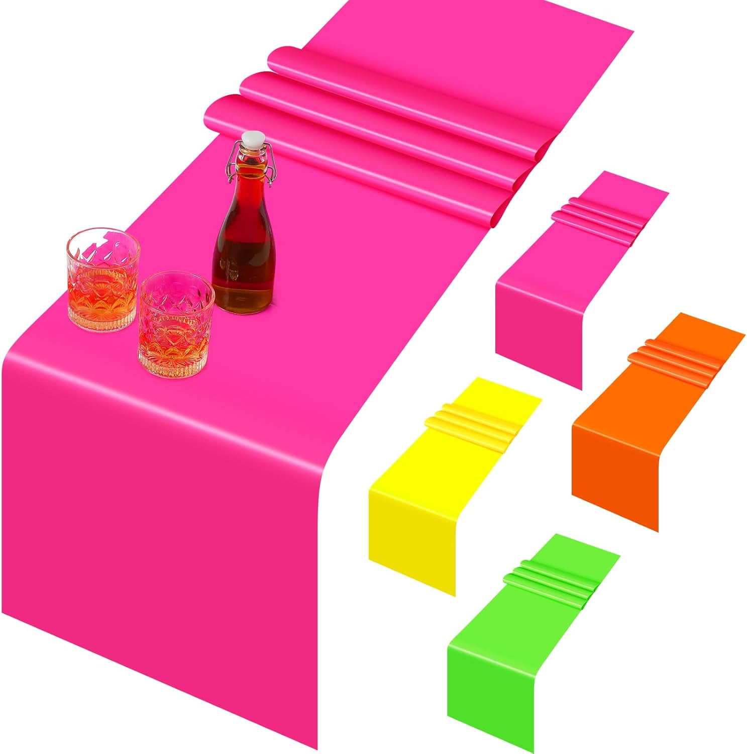 8 Pcs Neon Glow Party Disposable Table Runners 47 x 16 Inch Plastic ...