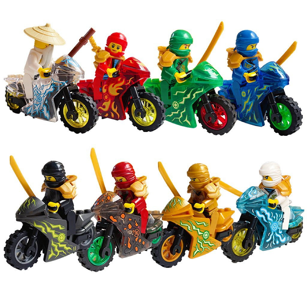 8 Pcs Ninjia Warrior Minifigures Building Blocks Kit Set,Ninja Moto Figures Toys Gifts for ...