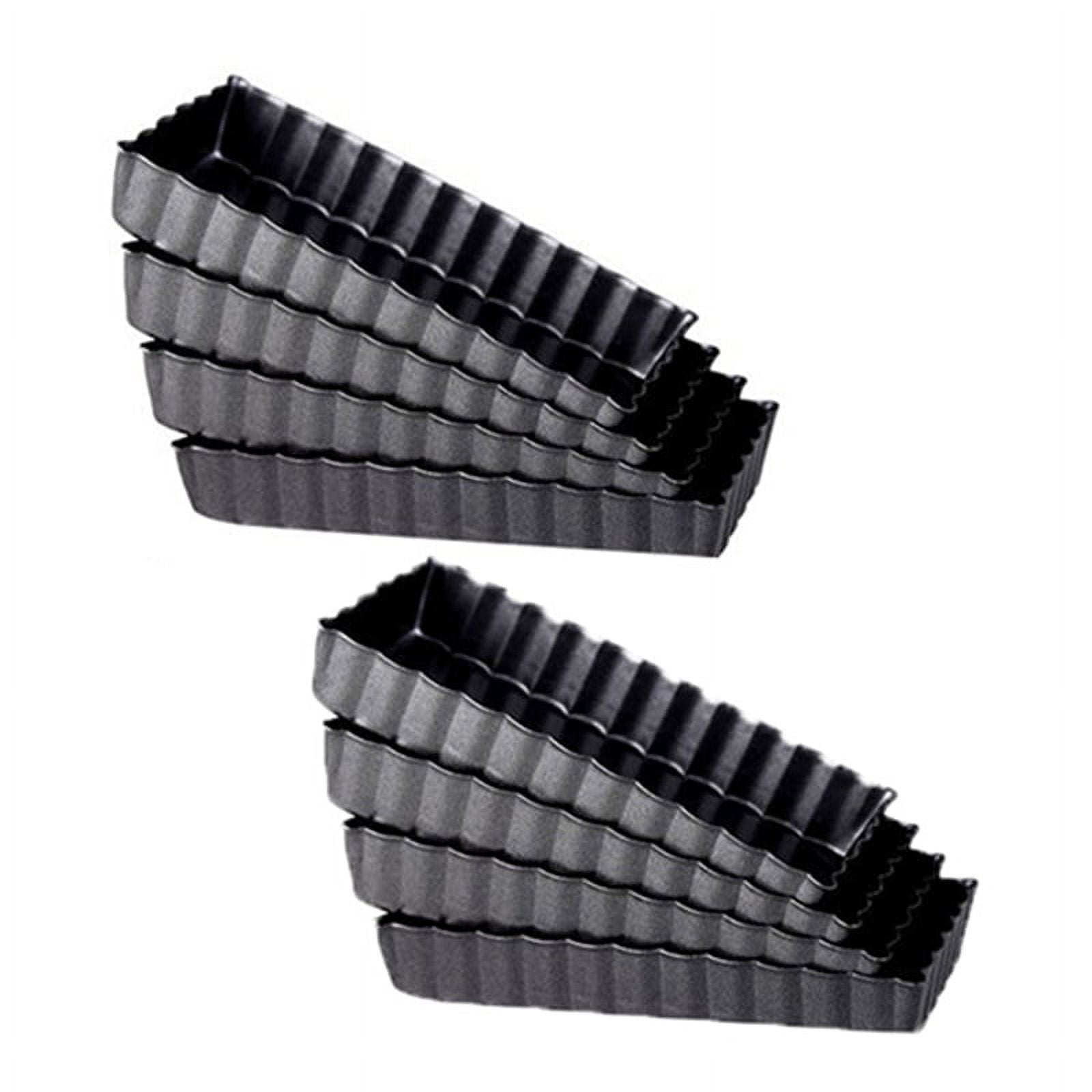 8 Pcs Non-Stick Quiche Tart Pans Rectangle with Removable Bottom,Fluted ...