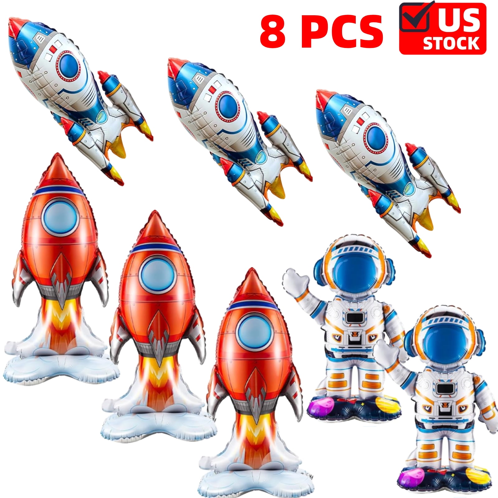 8 Pcs Outer Space Foil Balloons Rocket Balloons for Space Astronaut ...