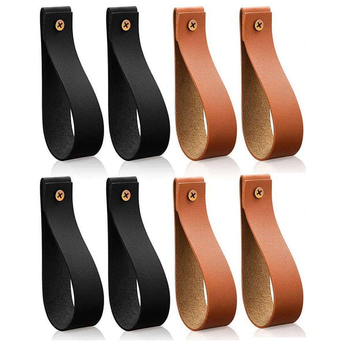 8PCS PU Leather Wall Hooks Wall Hanging Strap Leather Curtain Rod ...