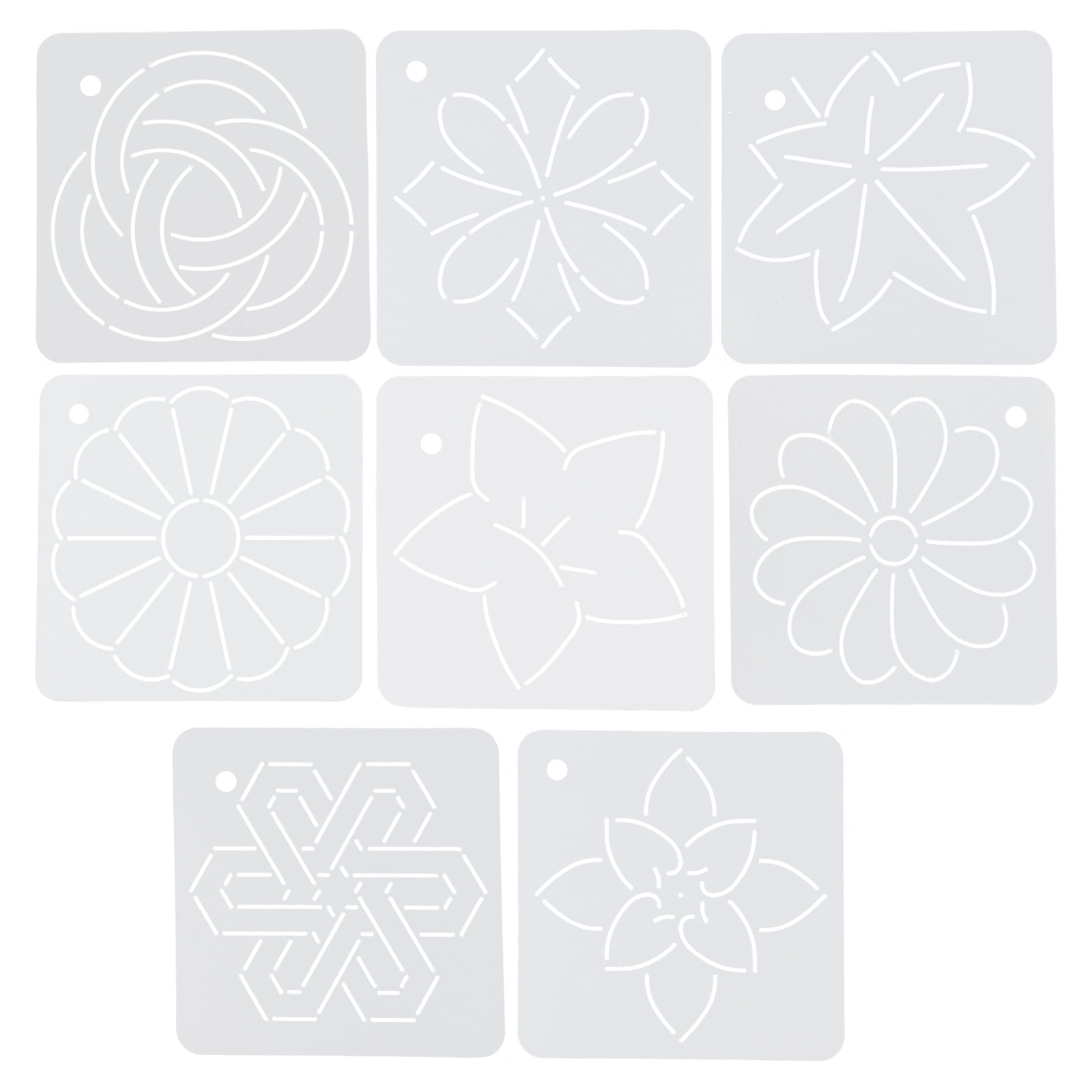 8 Pcs Painting Stencil Flower Line Quilting Template Ruler Tracing ...