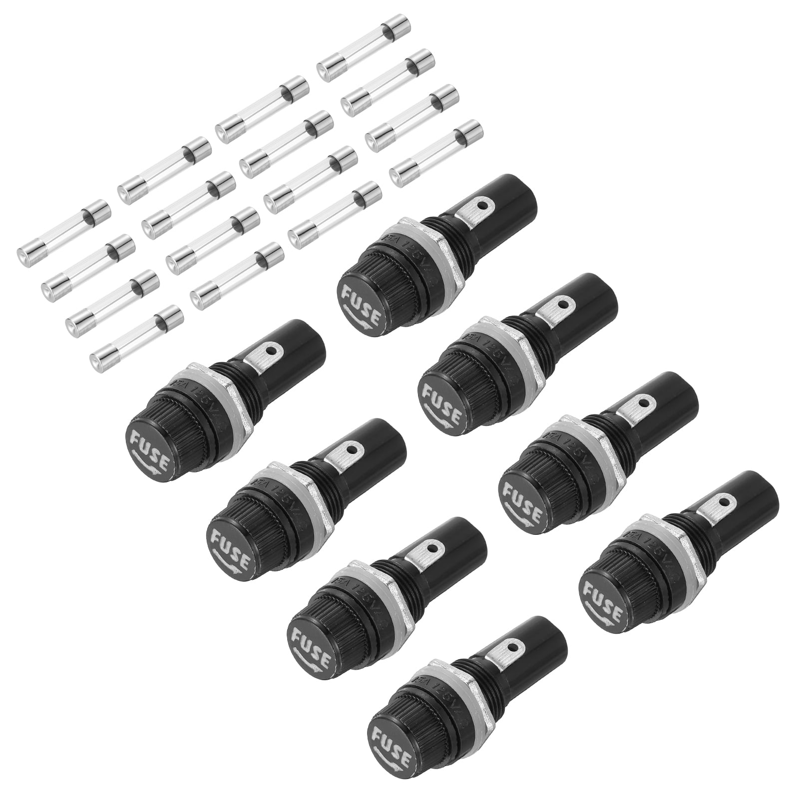 8 Pcs Panel Mount Fuse Holder, 10/15A AC 125/250V 6 x 30mm Ring ...