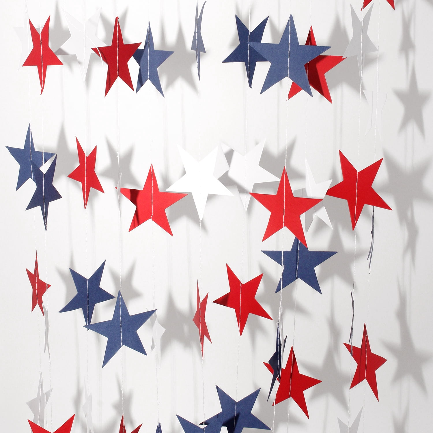 8 Pcs Patriotic Star Streamers Garland, 105 Ft Red White Blue Bunting ...