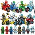 8 Pcs Phantom Ninja Character Building Blocks Set, Cold Ice Motorcycle ...