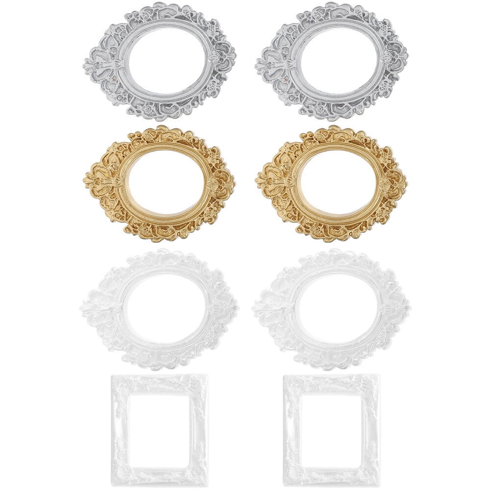 8 Pcs Photo Frame Resin Ornaments Decor Gold Picture House Decorations ...